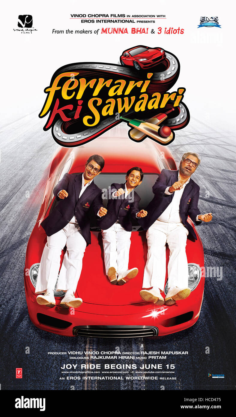 FERRARI KI SAWAARI, Indian poster art, from left: Sharman Joshi, Ritwik ...