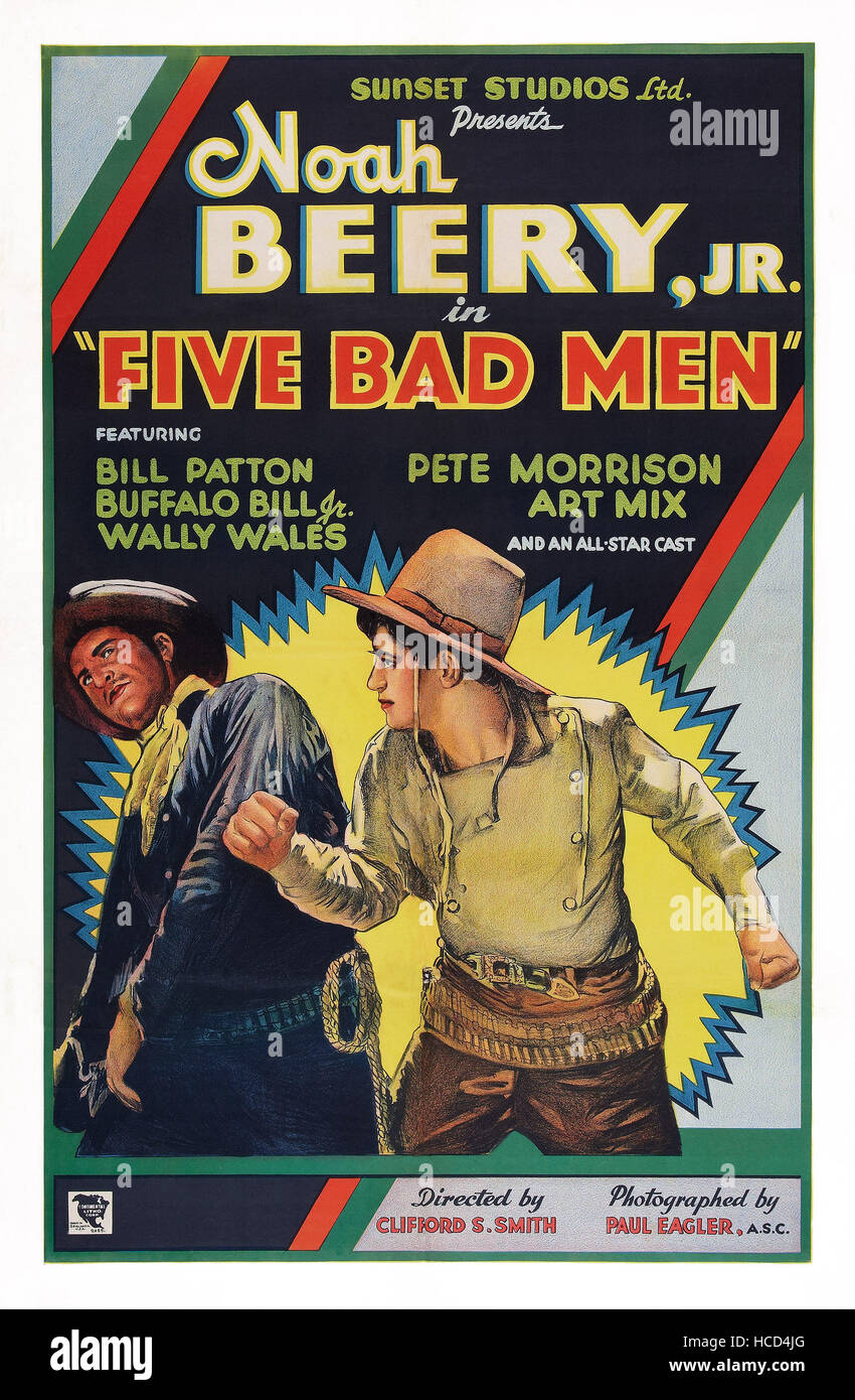 FIVE BAD MEN, US poster art, left: Noah Beery, Jr., 1935 Stock Photo ...