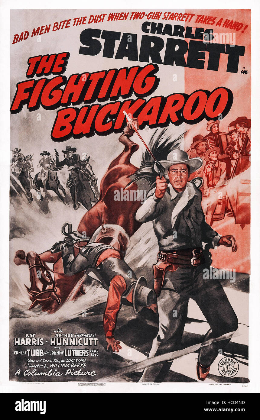 THE FIGHTING BUCKAROO, US poster art, Charles Starrett, 1943 Stock ...