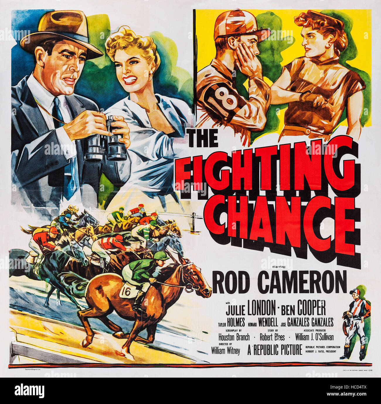 THE FIGHTING CHANCE, US poster art, left: Rod Cameron, Julie London ...