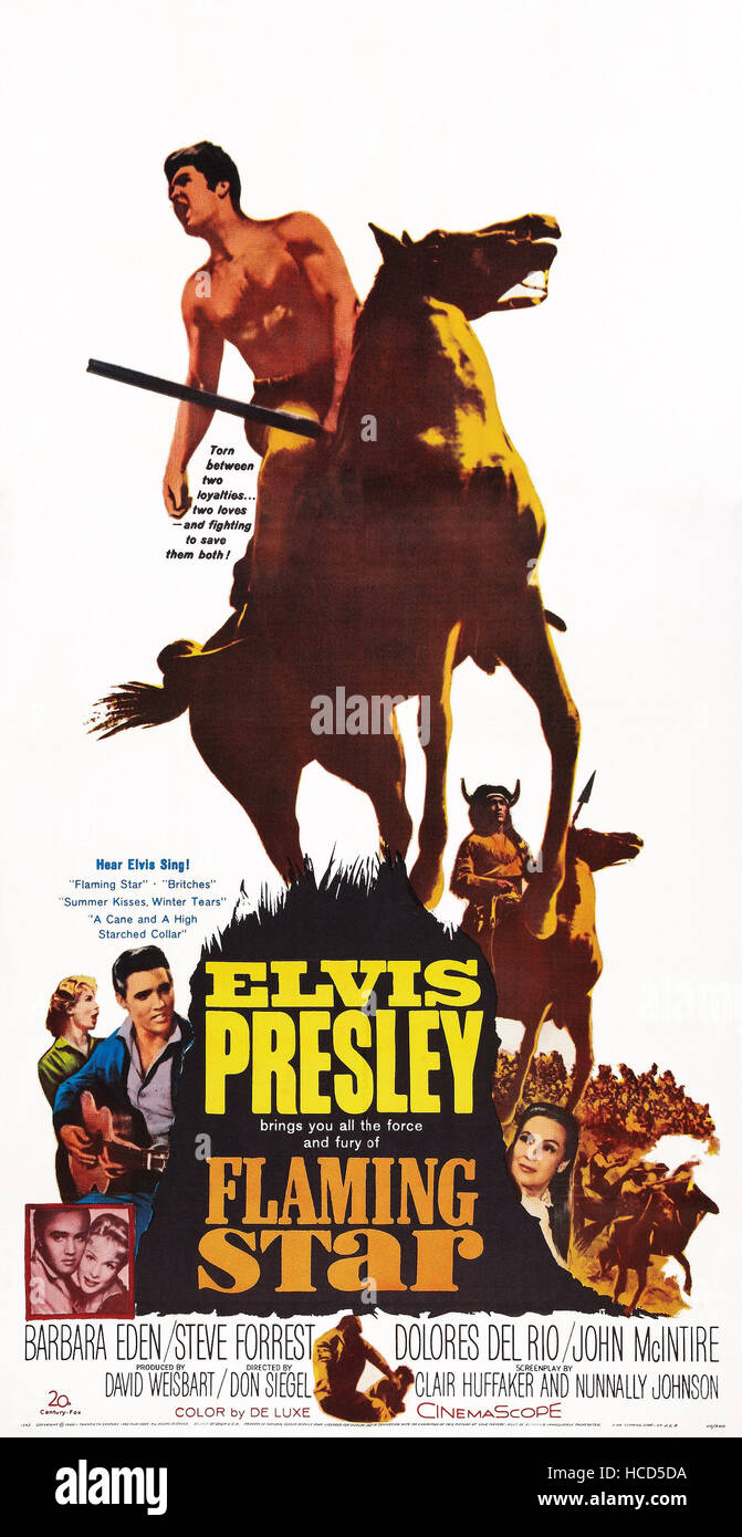 FLAMING STAR, US poster art, bottom left inset: Elvis Presley, Barbara ...