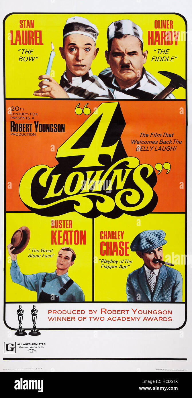 4 CLOWNS, top l-r: Stan Laurel, Oliver Hardy, bottom l-r: Buster Keaton ...