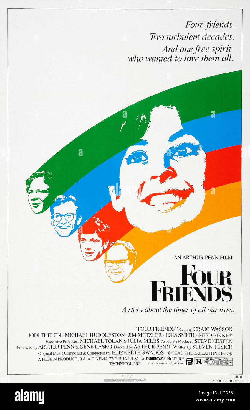FOUR FRIENDS, US poster art, from left: Craig Wasson, Reed Birney, Jim ...