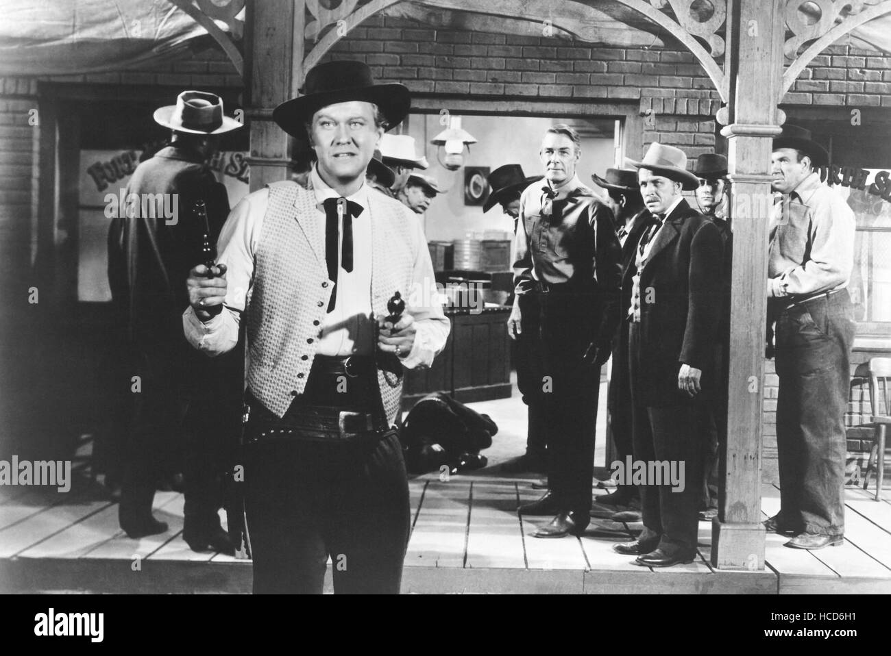 FORT WORTH, David Brian (front), Randolph Scott (rear center), 1951 ...