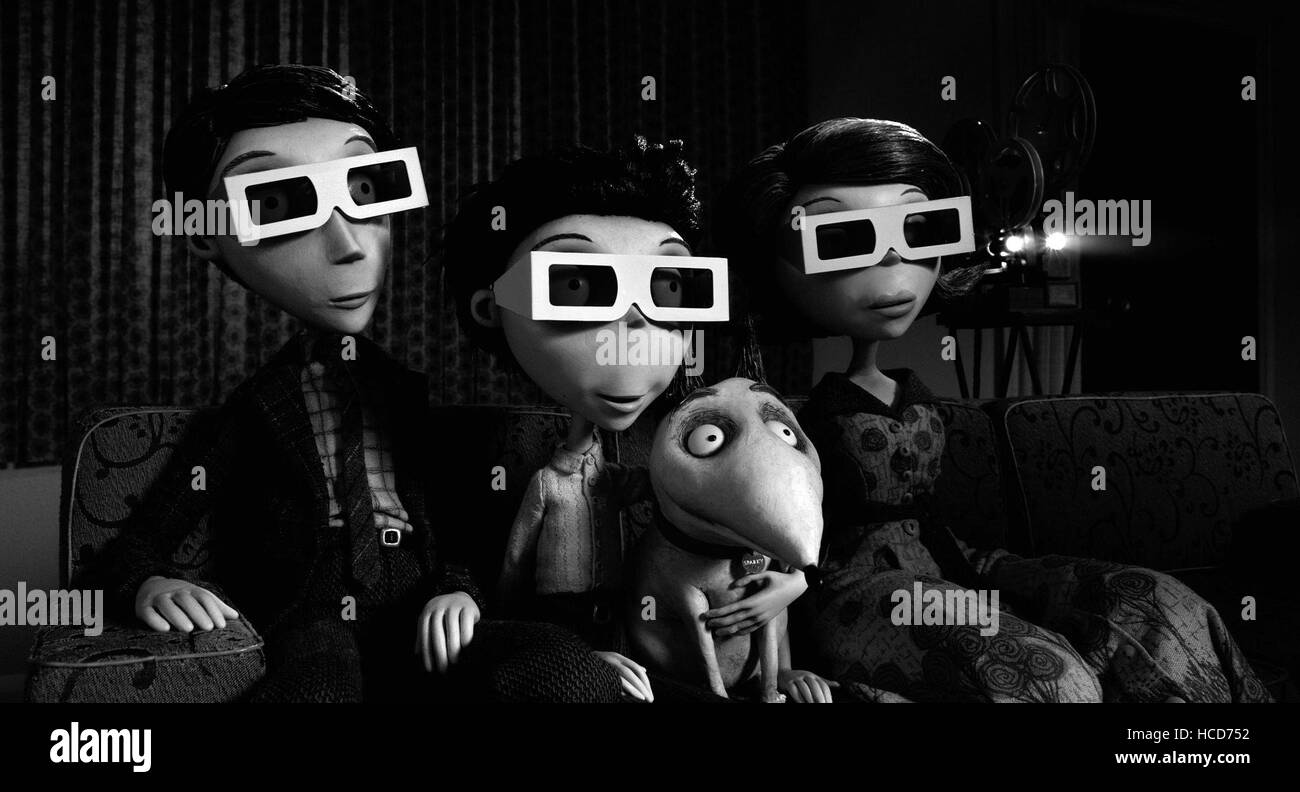 FRANKENWEENIE, from left: Mr. Frankenstein, Victor, Sparky, Mrs ...