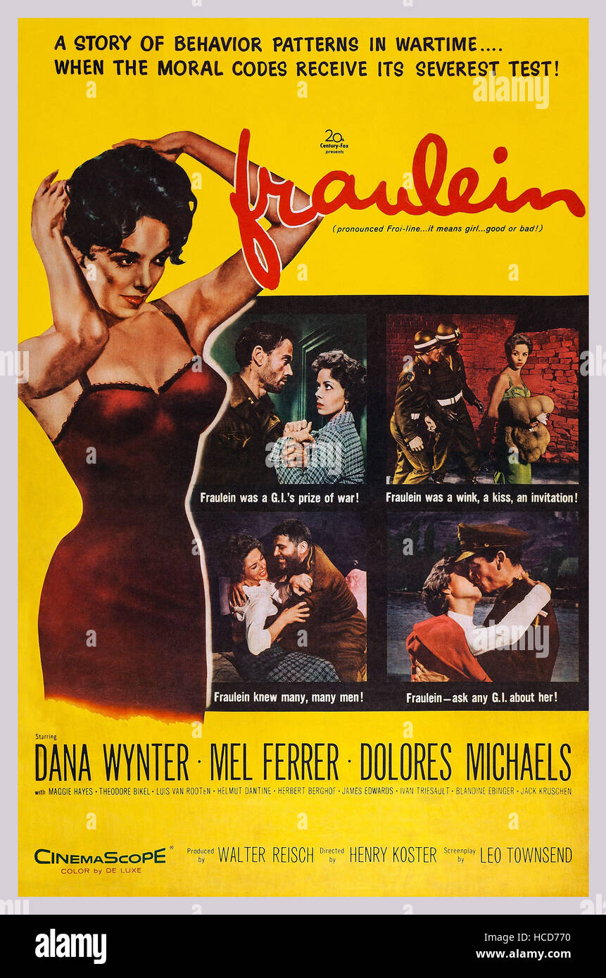 FRAULEIN, US poster art, top left inset: Mel Ferrer, Dana Wynter, 1958 ...