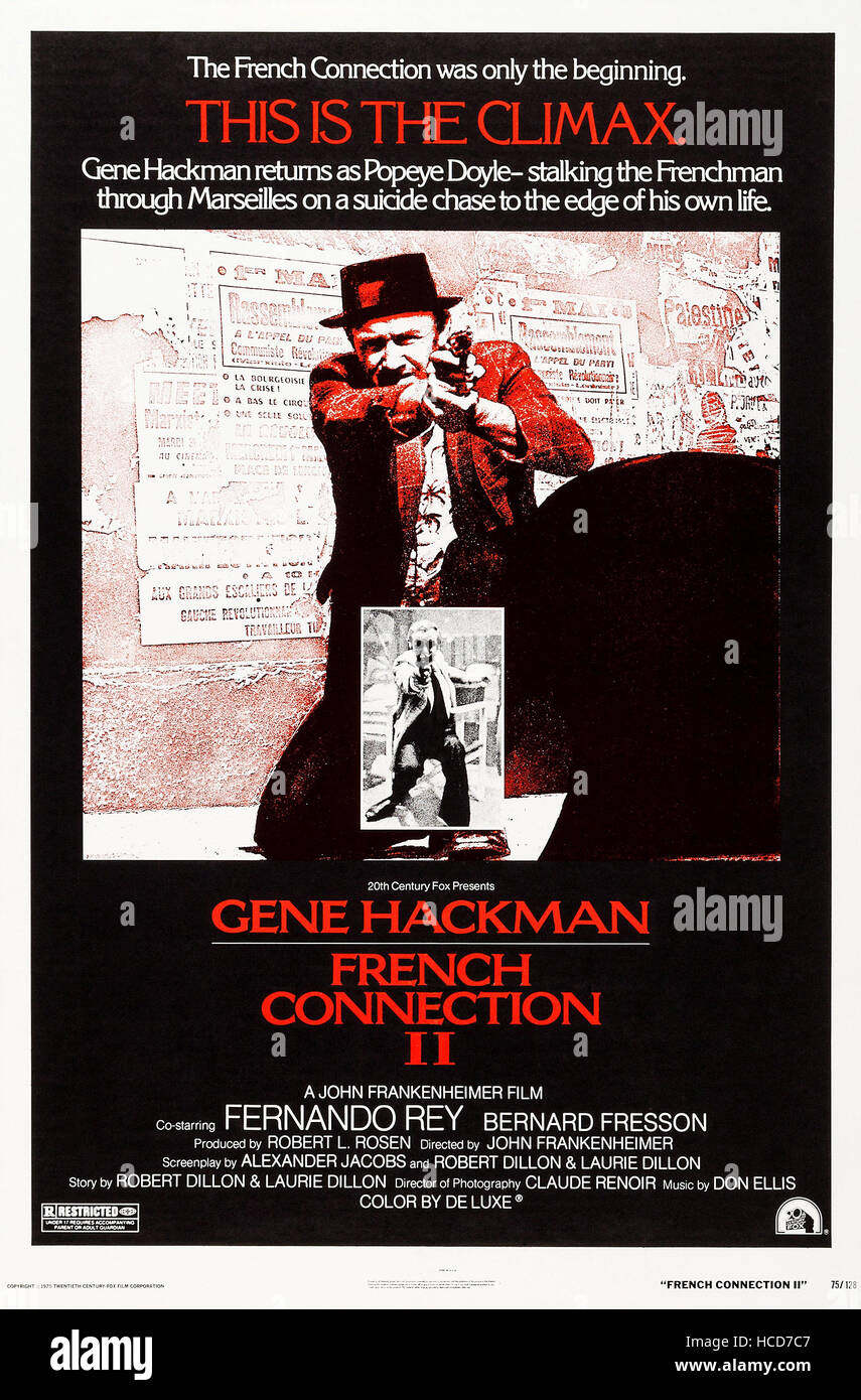 FRENCH CONNECTION II, US poster, Gene Hackman, Fernando Rey (in box ...