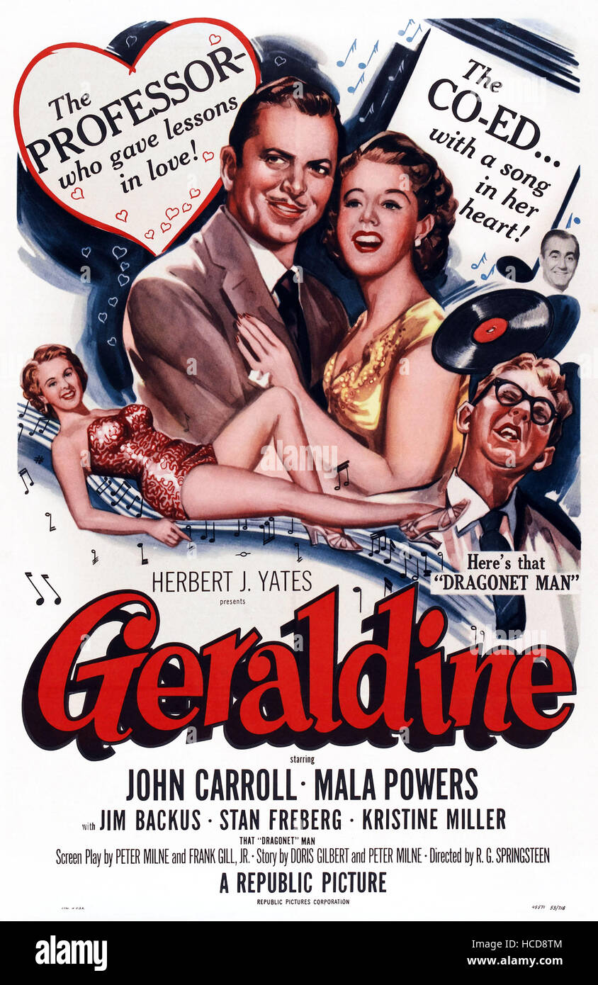 GERALDINE, top l-r: John Carroll, Mala Powers, Jim Backus, bottom l-r ...