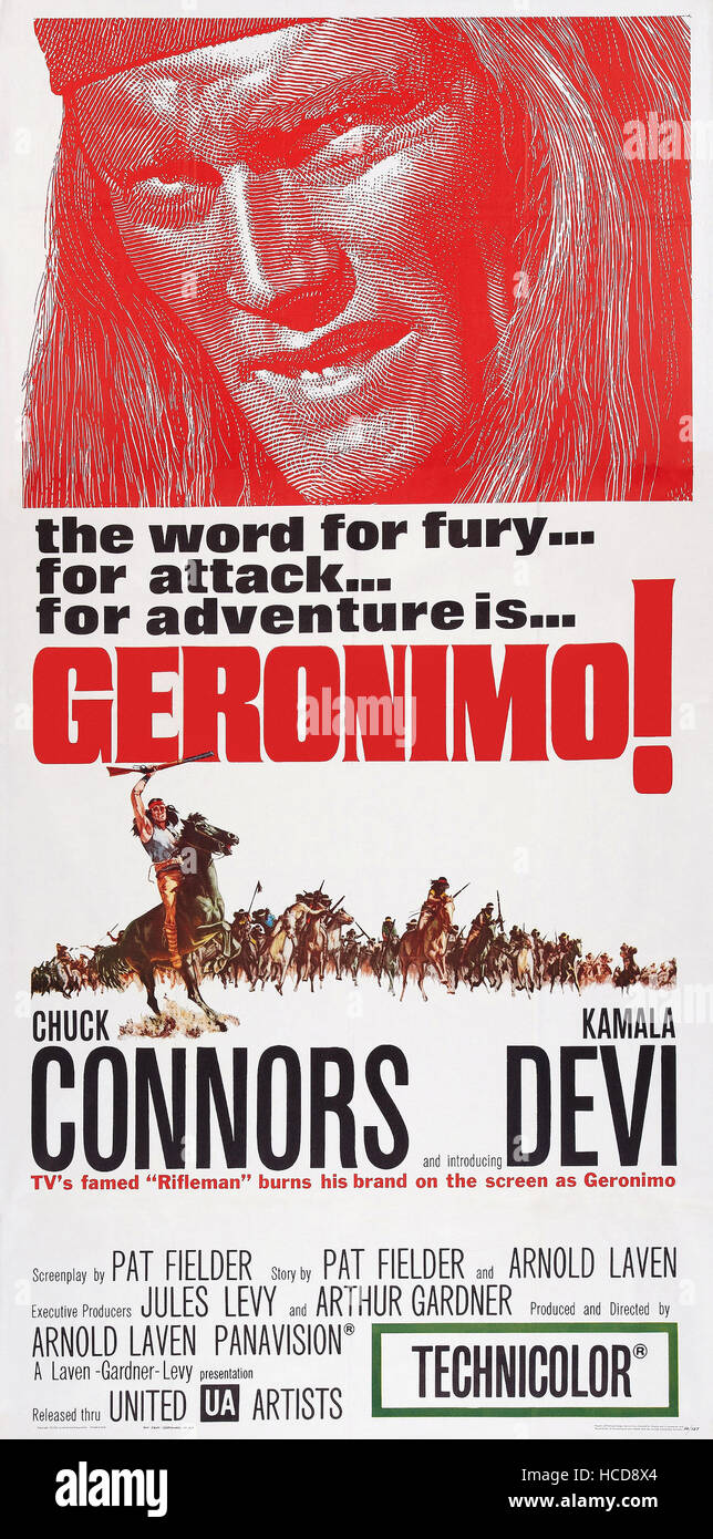 GERONIMO!, (aka GERONIMO), US poster art, Chuck Connors, 1962 Stock ...