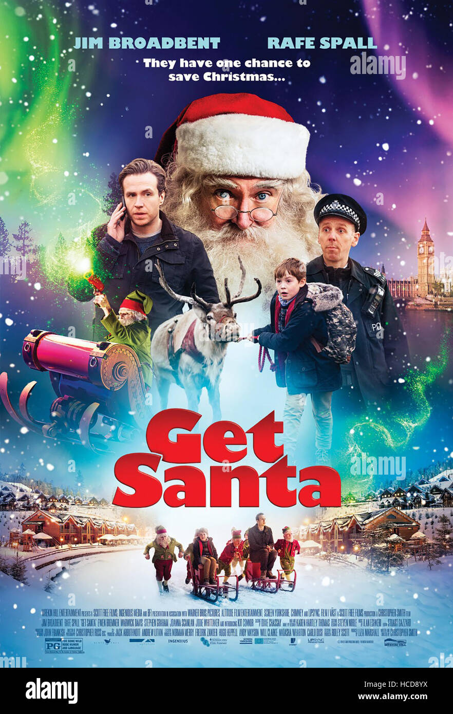 GET SANTA, US poster, Jim Broadbent (top), Rafe Spall (top left), Kit ...
