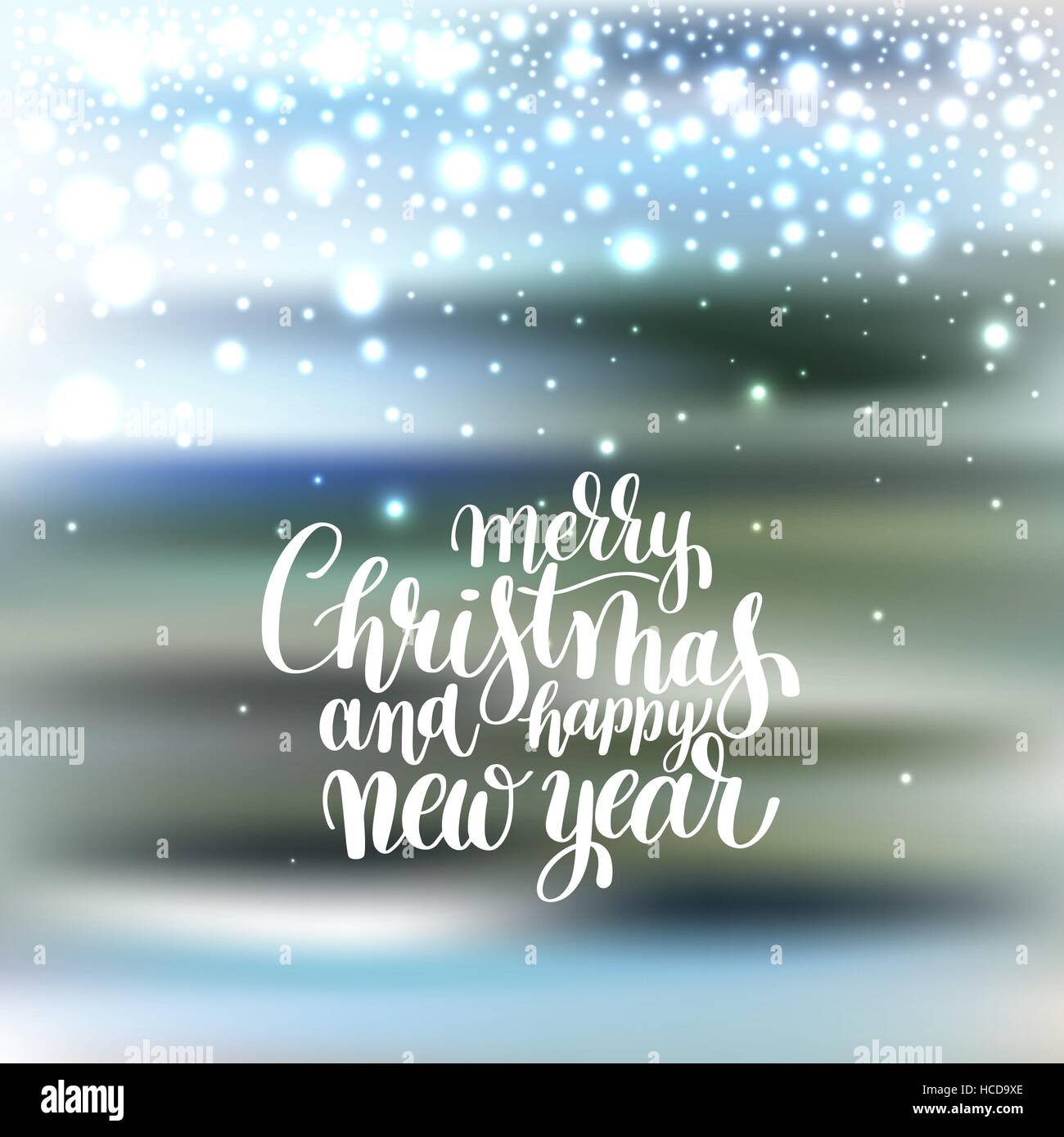 winter design with holiday lights and handwritten lettering merr Stock ...