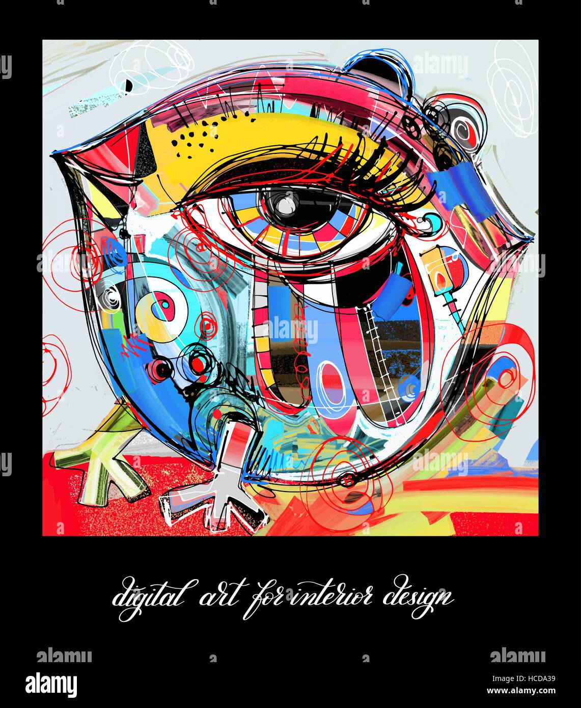 original contemporary digital painting bird artwork to printable Stock ...