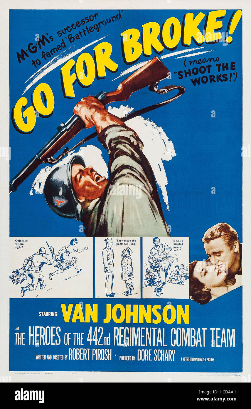 GO FOR BROKE!, US poster, Van Johnson (top), bottom from left: Gianna Maria Canale, Van Johnson ...