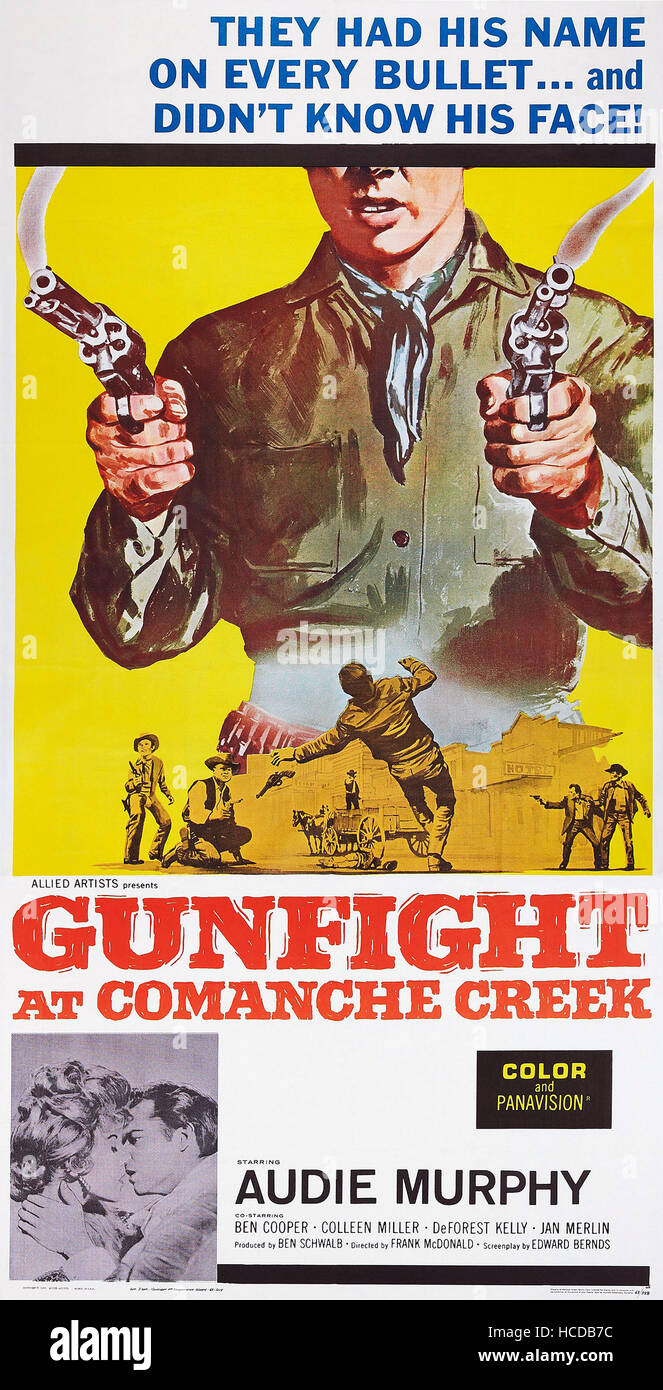 GUNFIGHT AT COMANCHE CREEK, bottom right: Audie Murphy on poster art ...