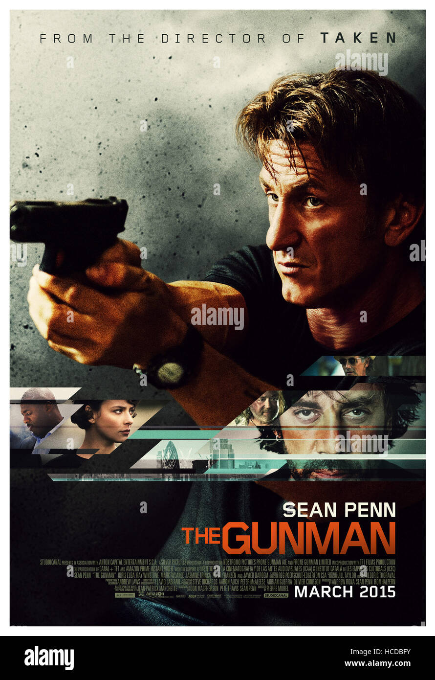 THE GUNMAN, British poster, top: Sean Penn, bottom from left: Idris ...