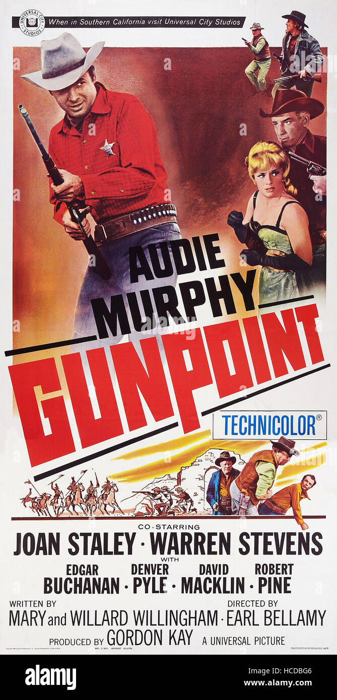 GUNPOINT, US poster art, top left: Audie Murphy; right, second from top ...