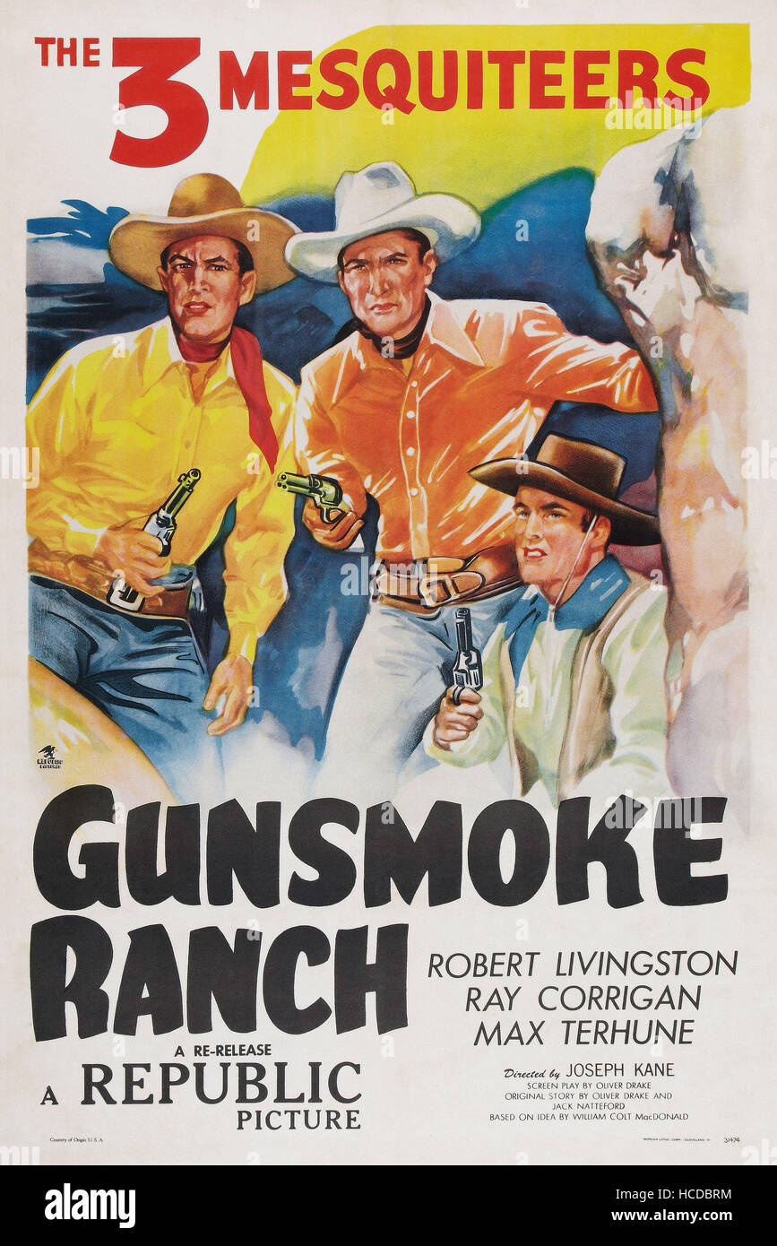GUNSMOKE RANCH, US poster art, Robert Livingston, Ray Corrigan, Max ...
