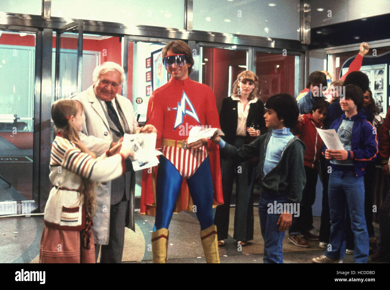 HERO AT LARGE, Harry Bellaver (second left), John Ritter, 1980, (c) MGM ...