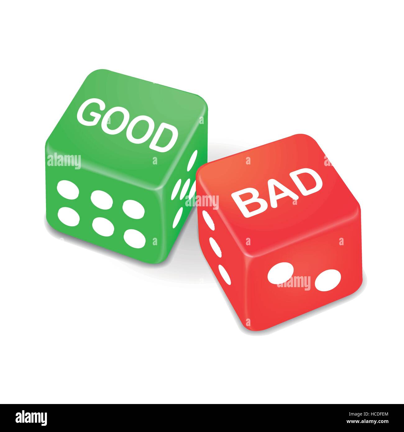 good and bad words on two dice isolated on white background Stock ...