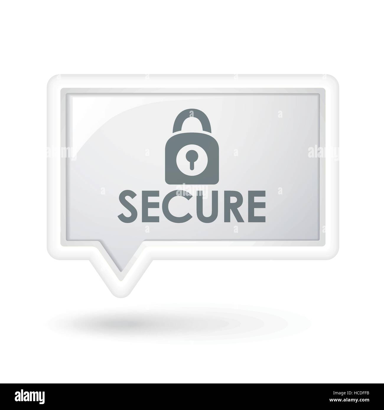 secure word with padlock icon on a speech bubble over white Stock ...