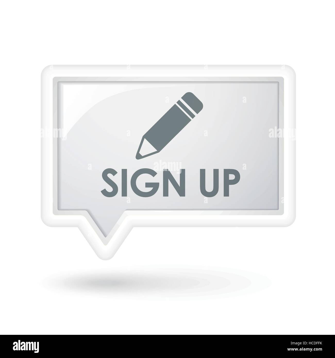 sign up with pen icon on a speech bubble over white Stock Vector Image ...