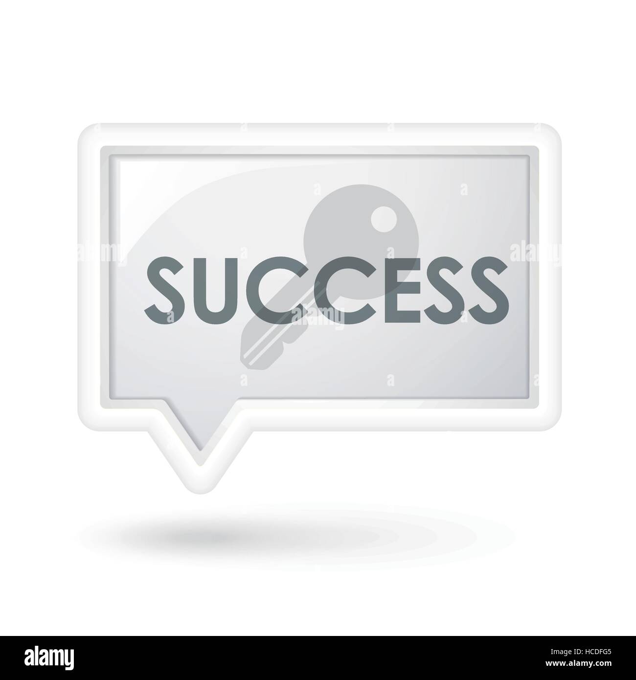 success word with key icon on a speech bubble over white Stock Vector ...