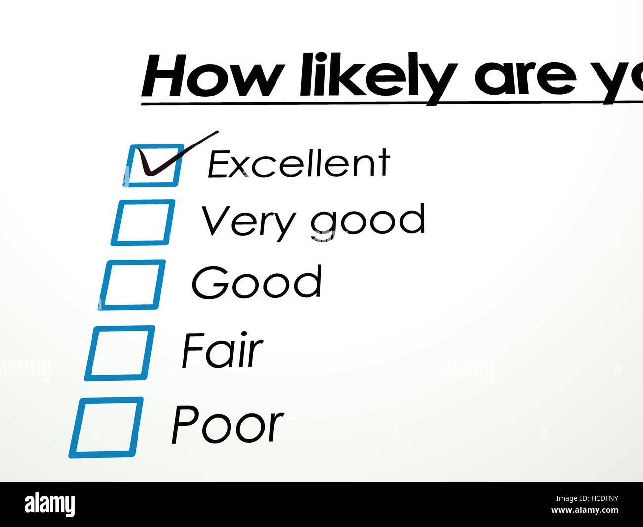 tick placed in excellent check box over questionnaire Stock Vector ...