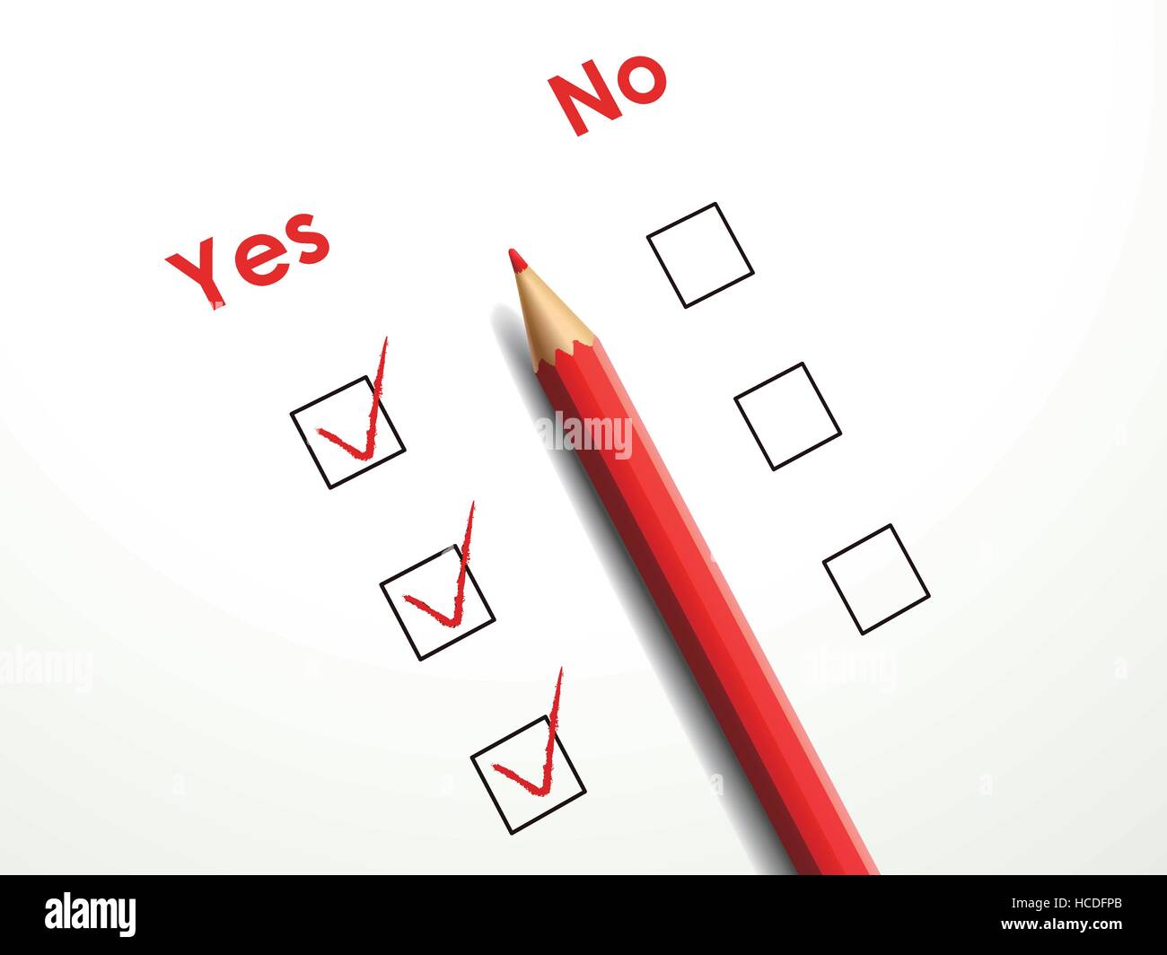 yes no check box with red pen over white paper Stock Vector Image & Art ...