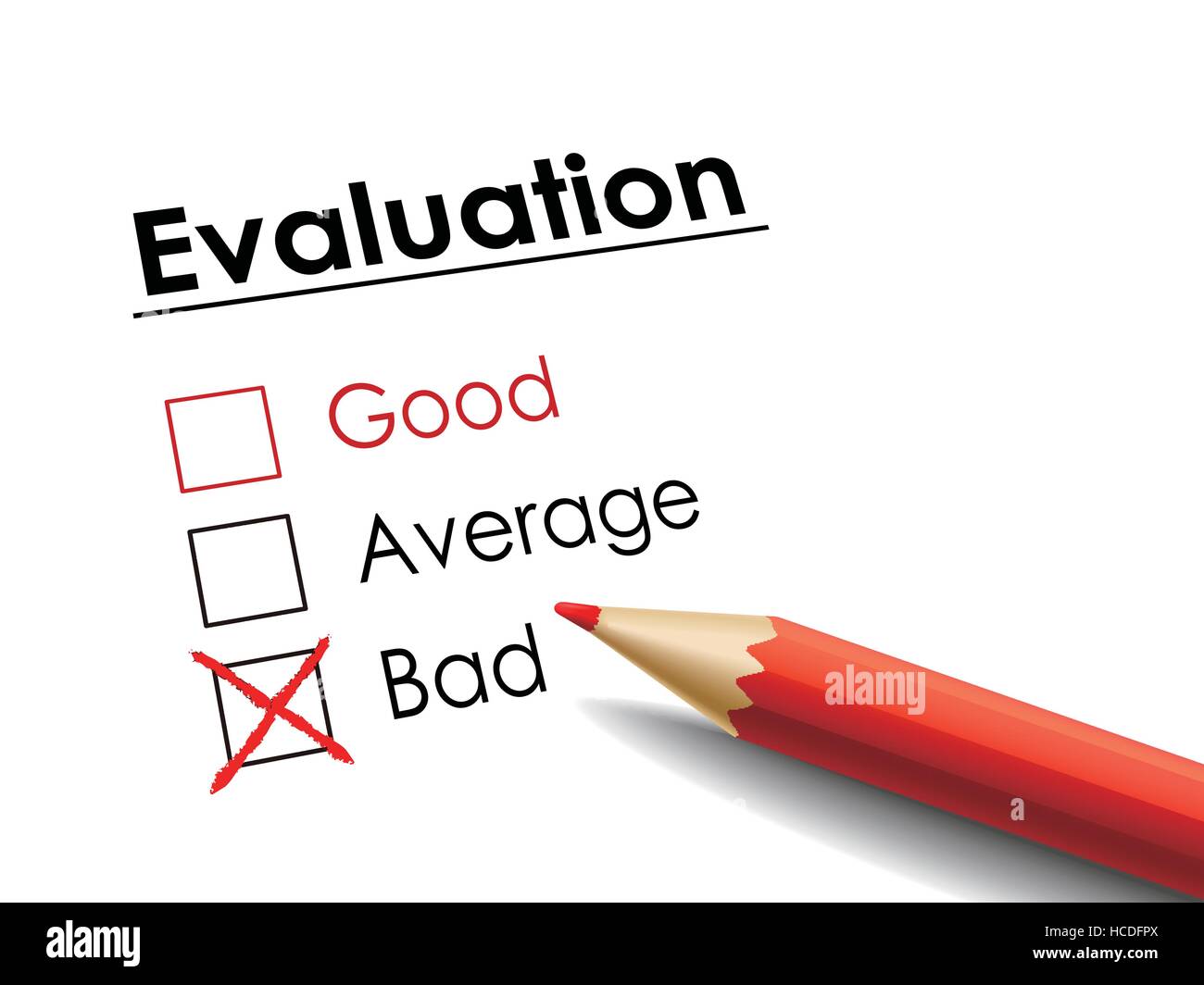 cross drawn on evaluation check box by a red pen Stock Vector Image ...