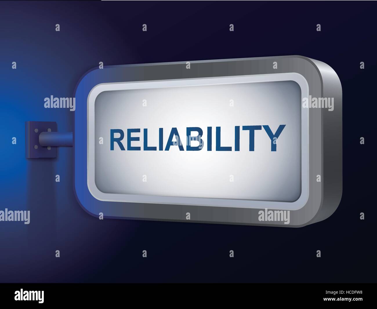 reliability word on billboard over blue background Stock Vector Image ...