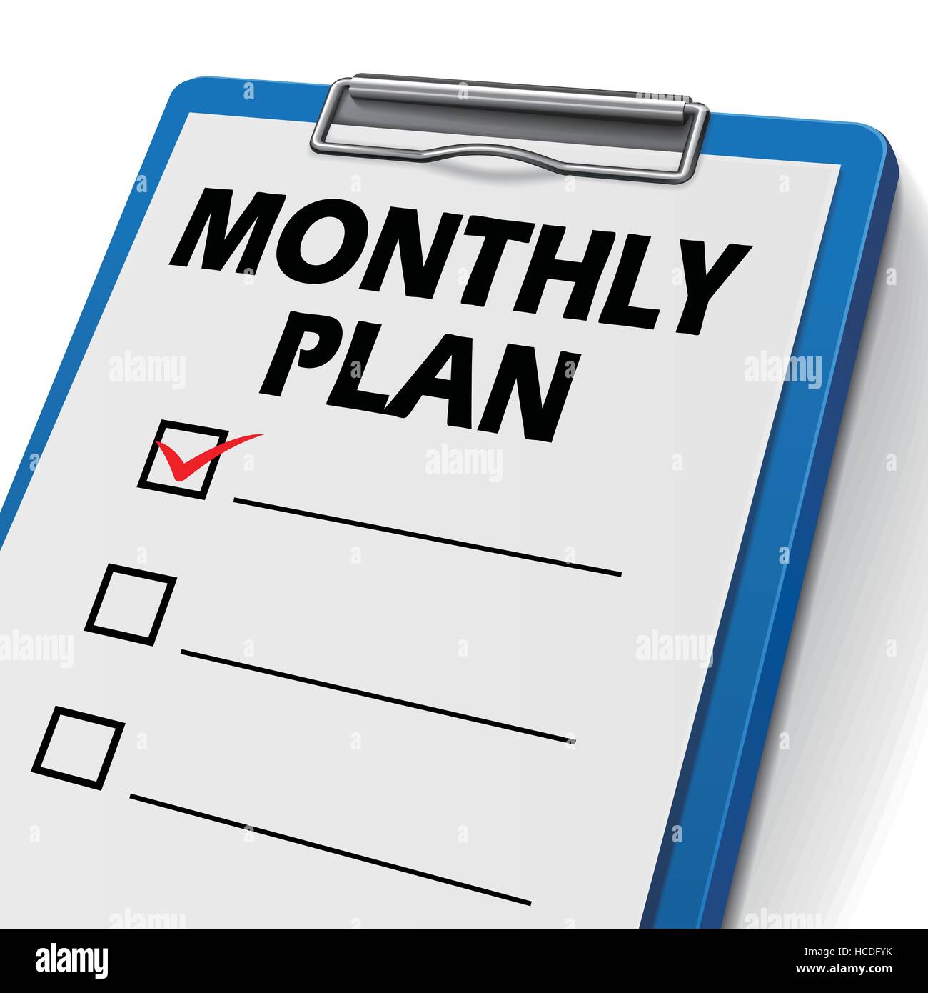 monthly plan clipboard with check boxes on it Stock Vector Image & Art ...