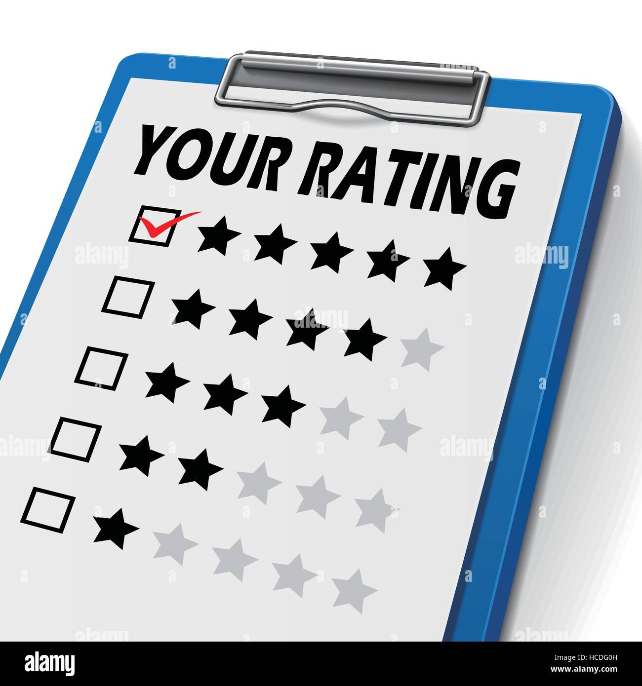 your rating clipboard with check boxes marked for stars Stock Vector ...