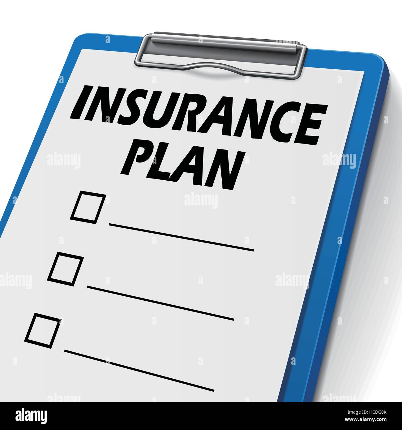 insurance plan clipboard with check boxes on it Stock Vector Image ...
