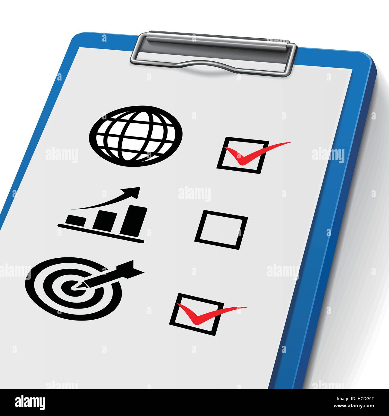 checklist clipboard with check boxes marked for business concept icons ...