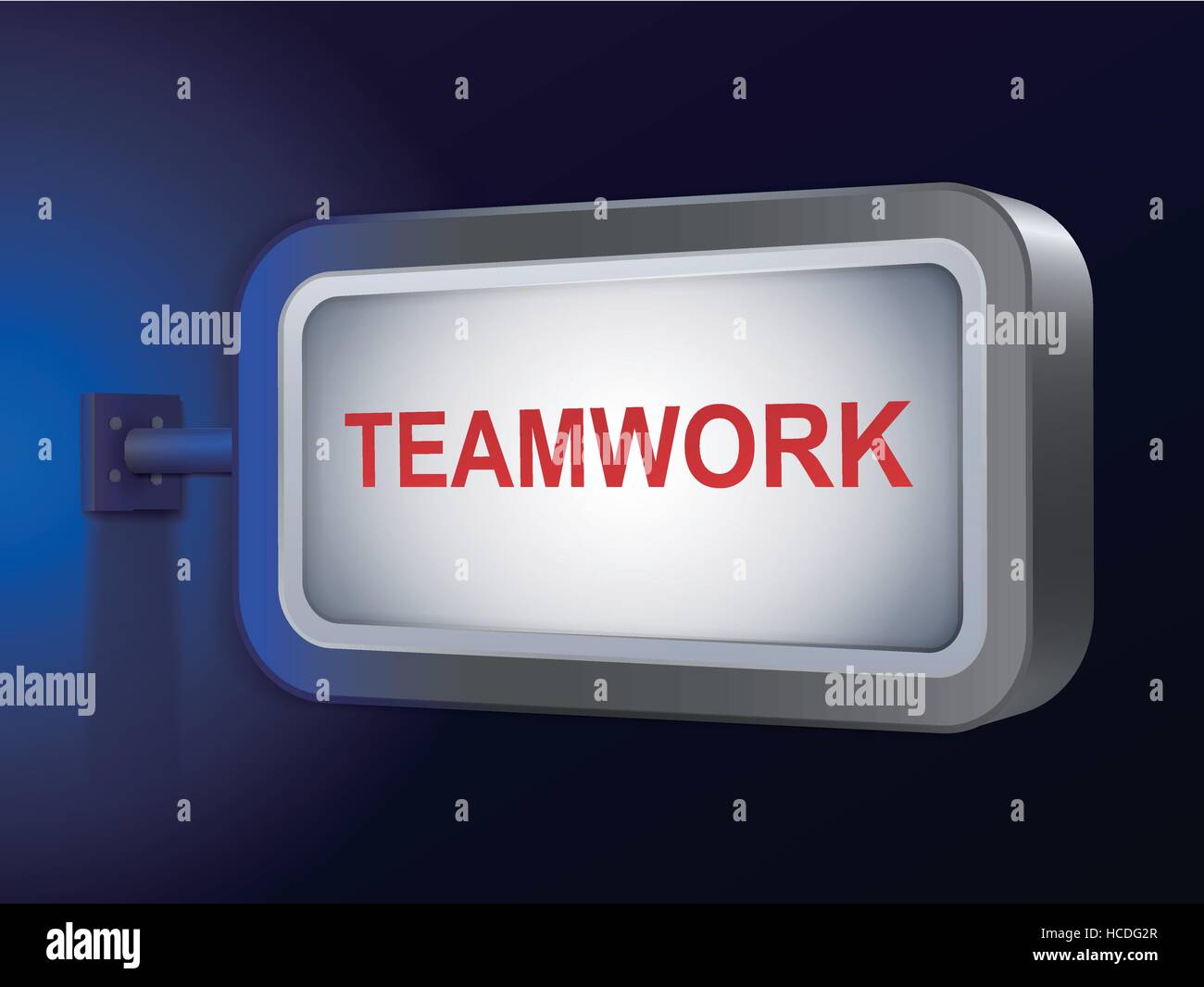 teamwork word on billboard over blue background Stock Vector Image ...