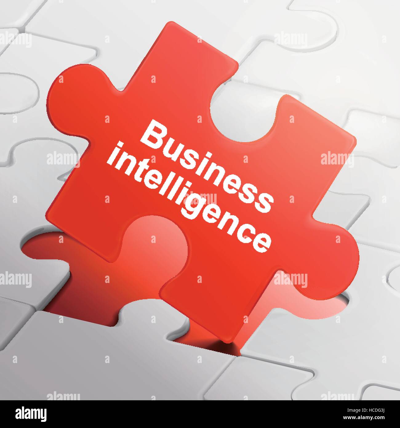 business intelligence on red puzzle pieces background Stock Vector ...