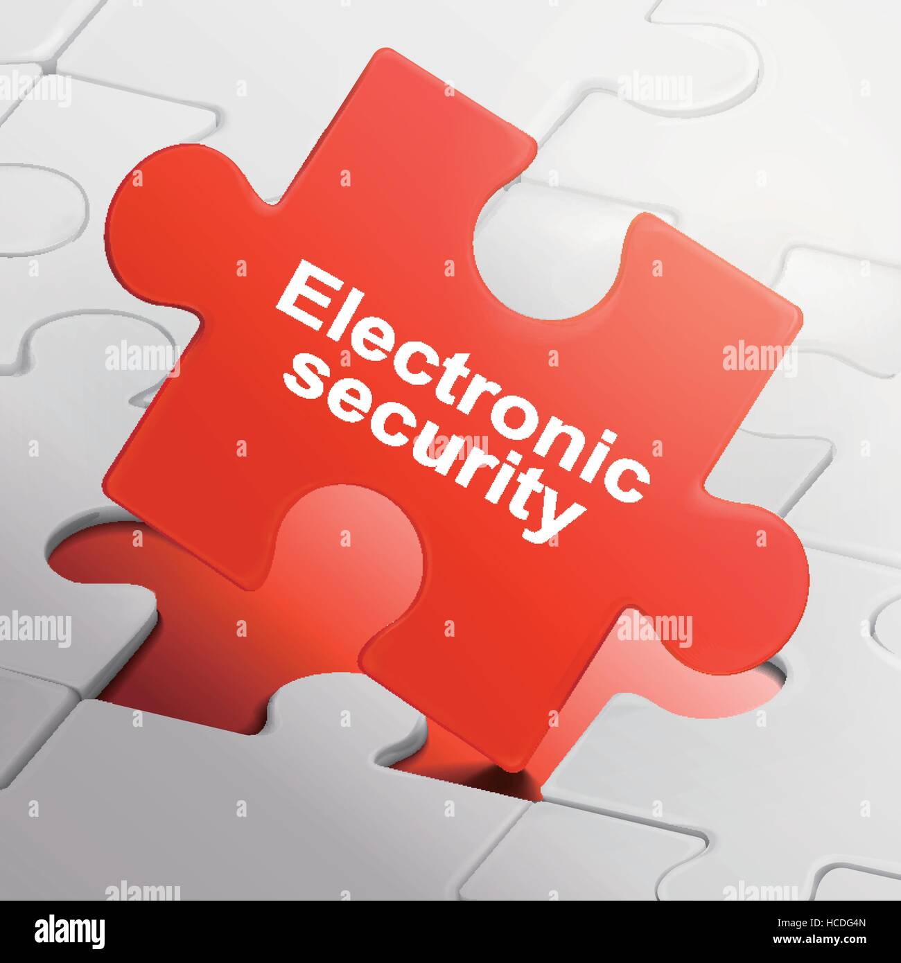 electronic security on red puzzle pieces background Stock Vector Image ...