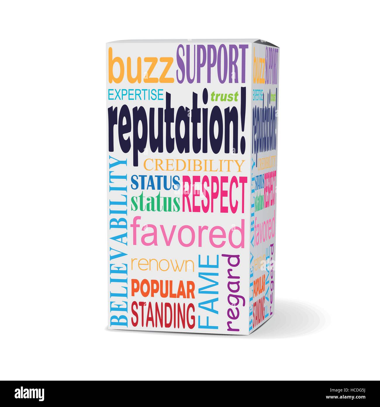 reputation word on product box with related phrases Stock Vector Image ...