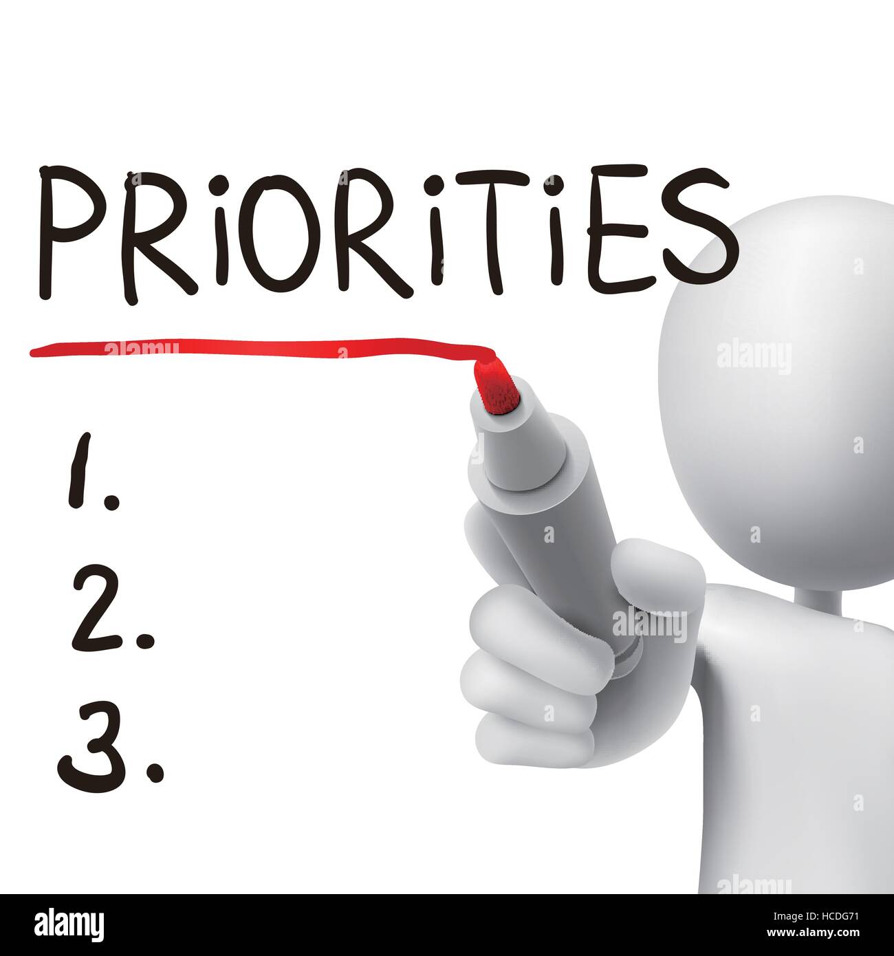 priorities word written by 3d man over white Stock Vector Image & Art ...