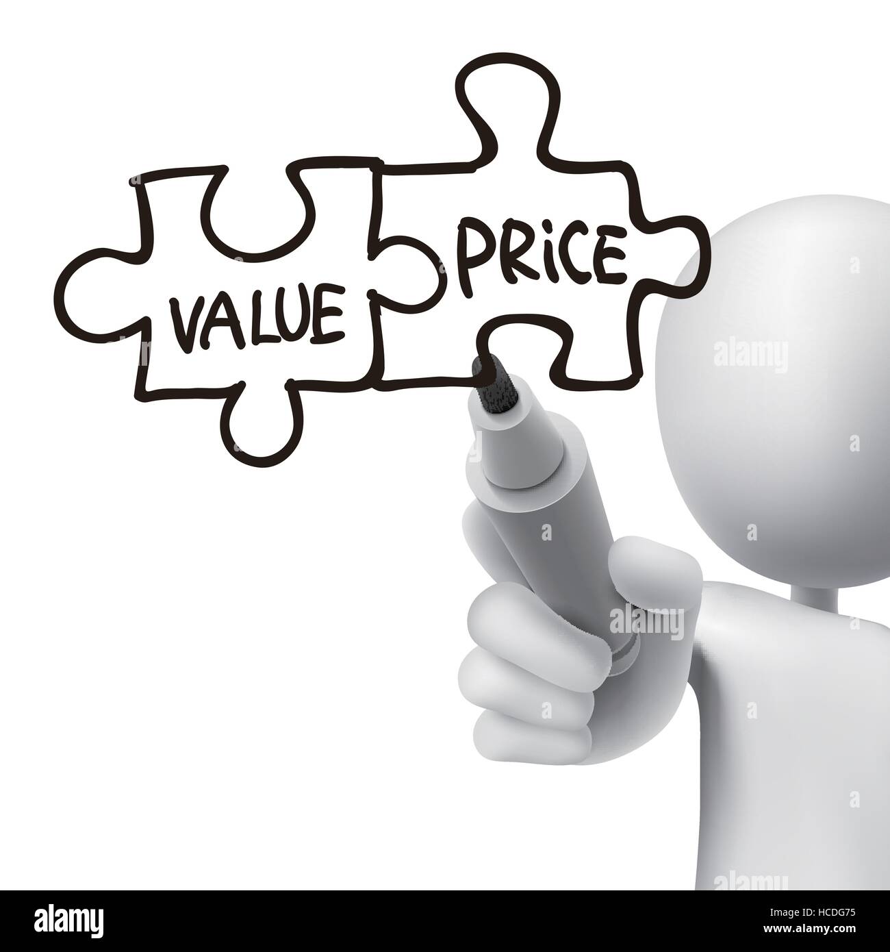 value and price words written by 3d man over white Stock Vector Image ...