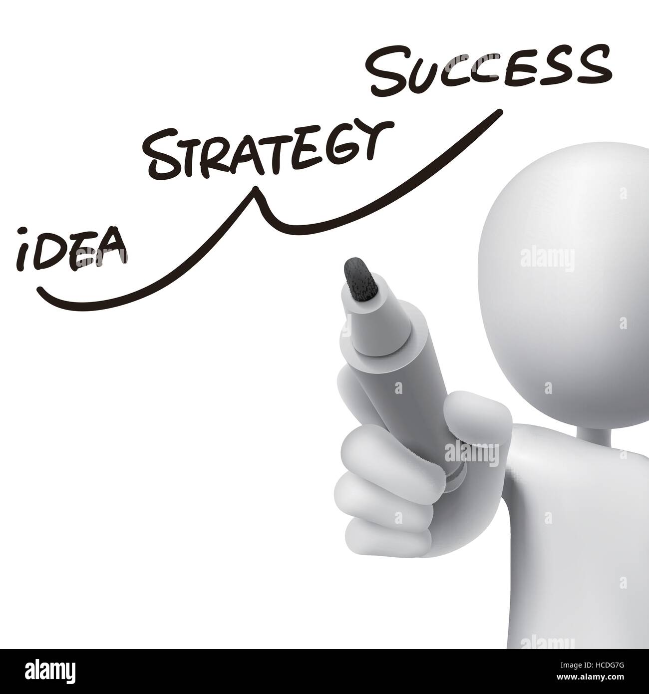success strategy drawn by 3d man over white Stock Vector Image & Art ...