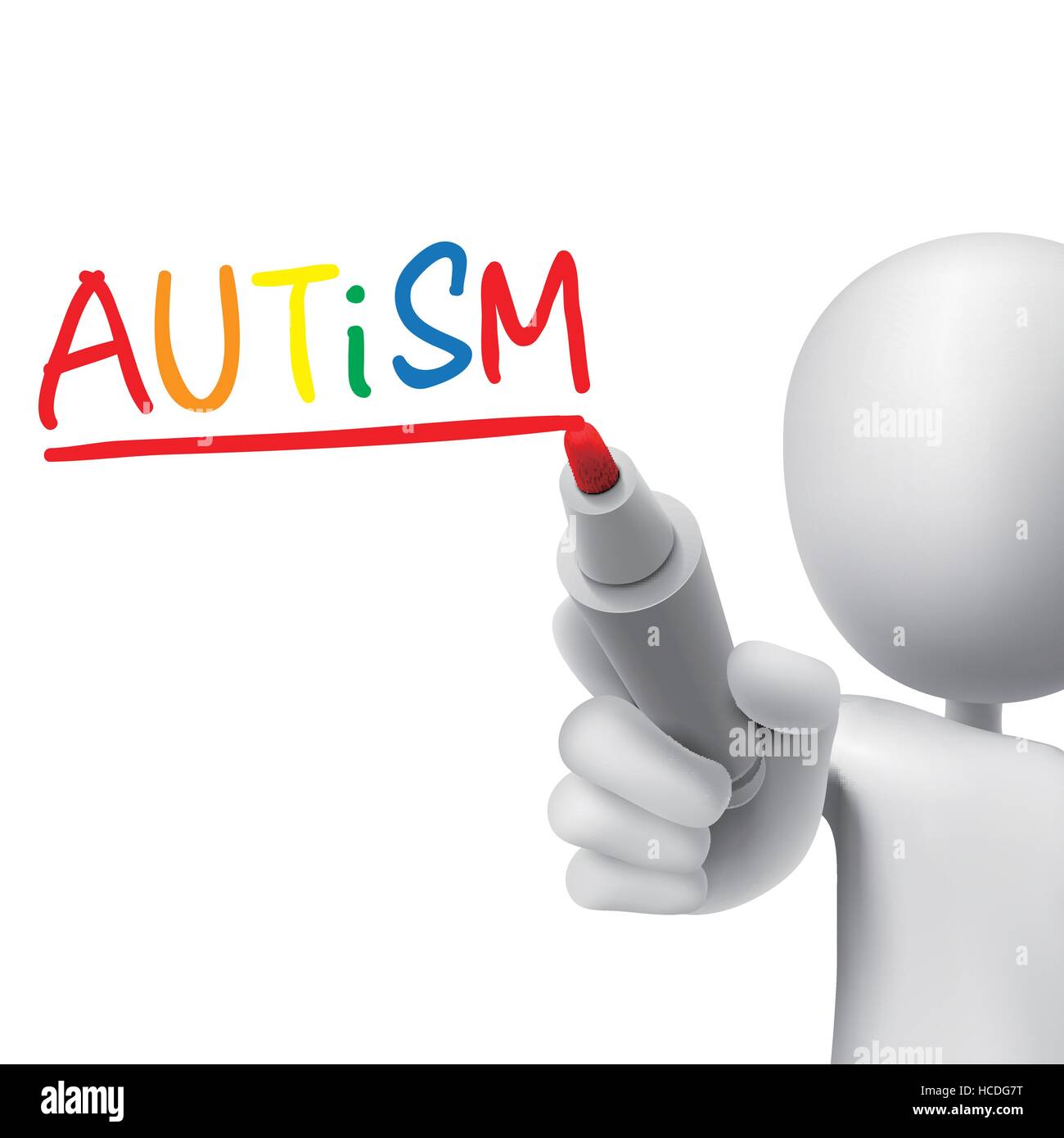 autism word written by 3d man over white Stock Vector Image & Art - Alamy