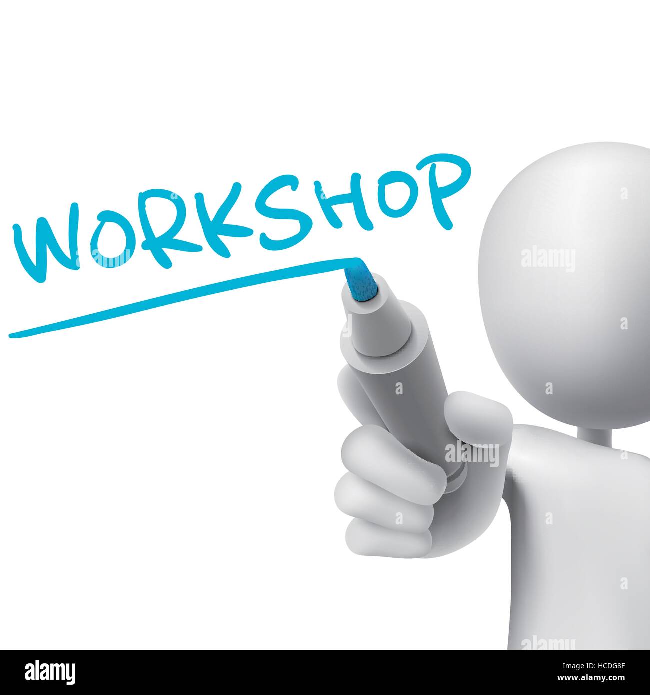 workshop word written by 3d man over white Stock Vector Image & Art - Alamy