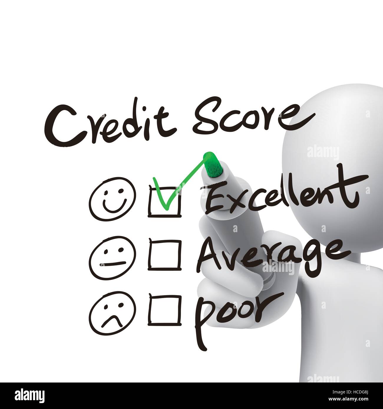 credit score words written by 3d man over white Stock Vector Image ...
