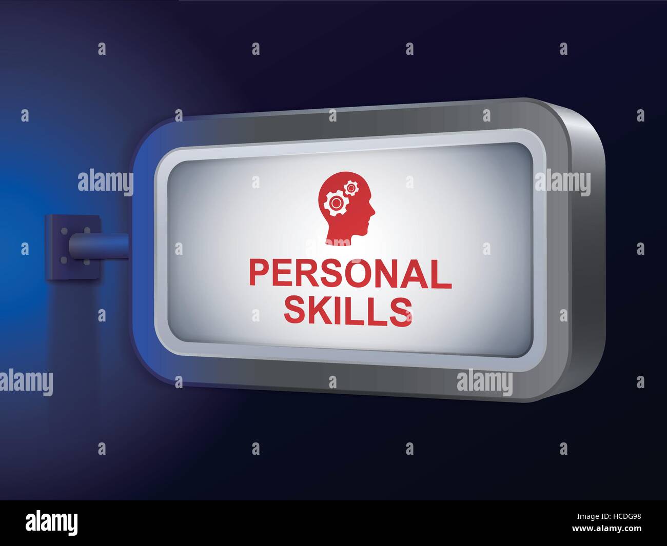personal skills words on billboard over blue background Stock Vector ...
