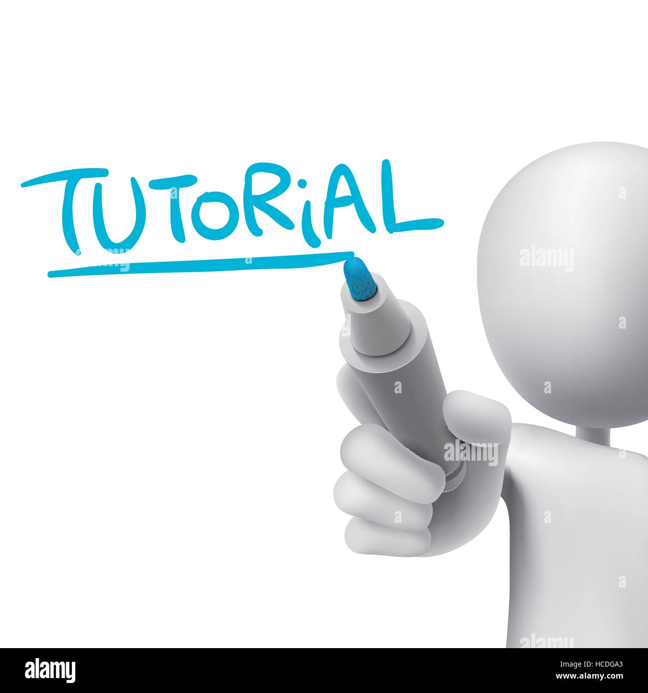 tutorial word written by 3d man over white Stock Vector Image & Art - Alamy