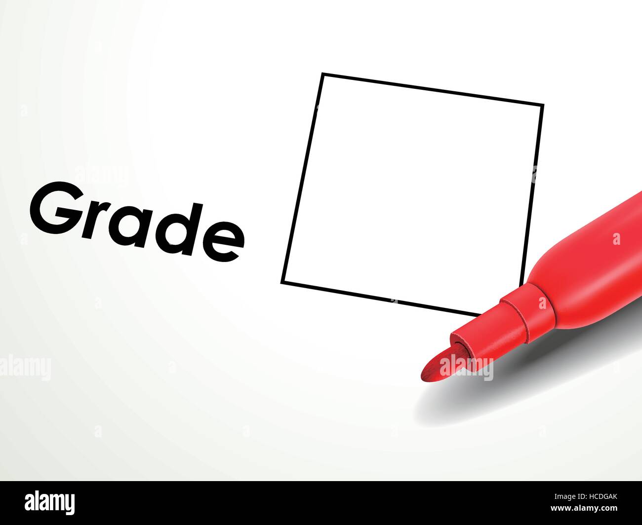 close up look at grade box on exam paper with red pen Stock Vector ...