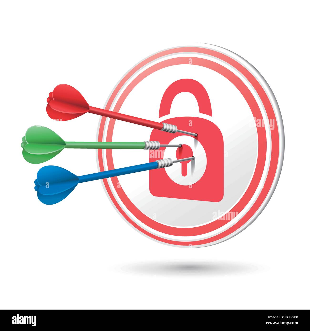 security concept target with darts hitting on it over white Stock ...