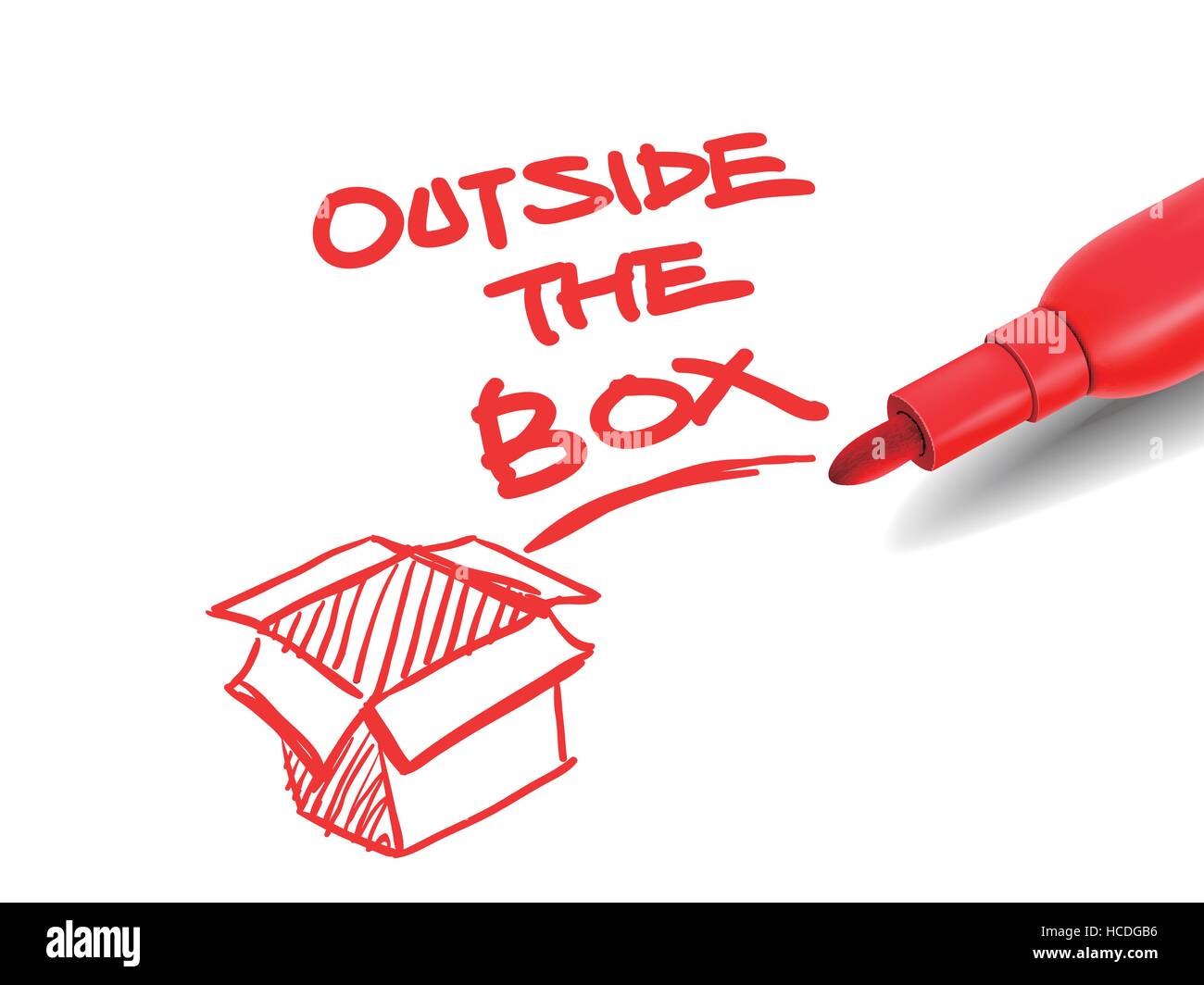 Think outside box words message hi-res stock photography and images - Alamy