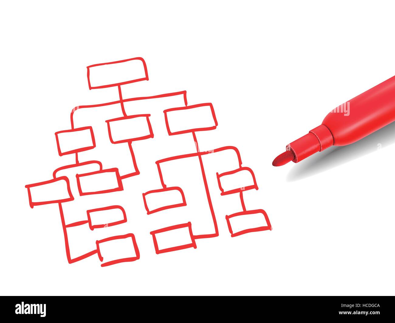 organization chart with a red marker over white Stock Vector Image ...